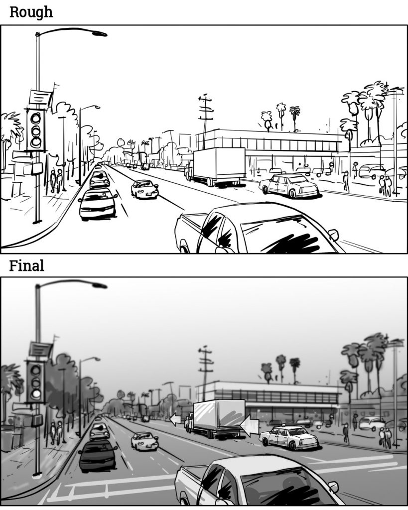 Rough Line Work And Final Storyboard Frame Black-ish 7 | Cuong Huynh ...